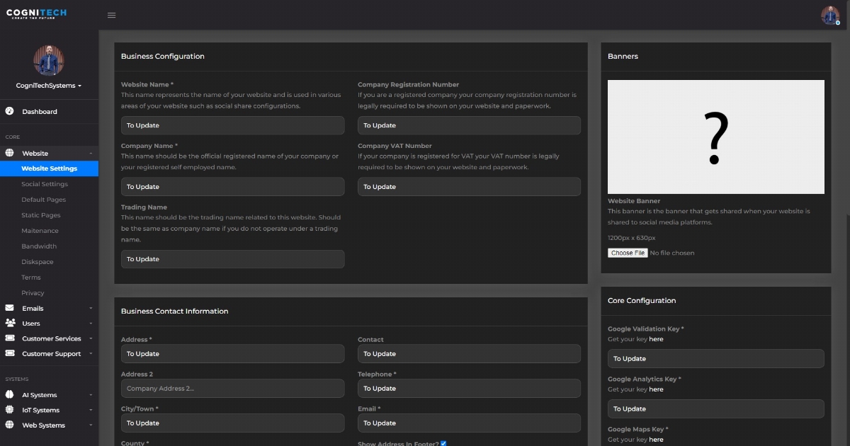 Managing Your Core Website Settings